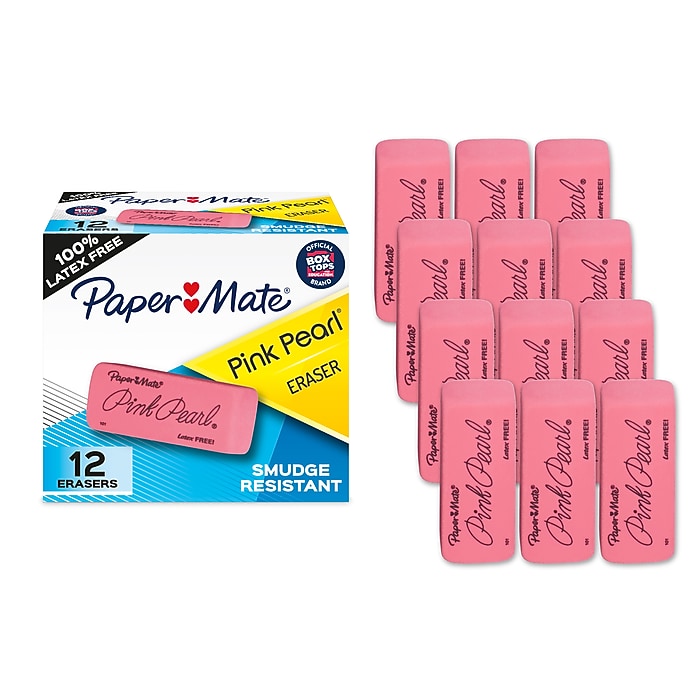 Pink Pearl Block Erasers, Pink, Dozen